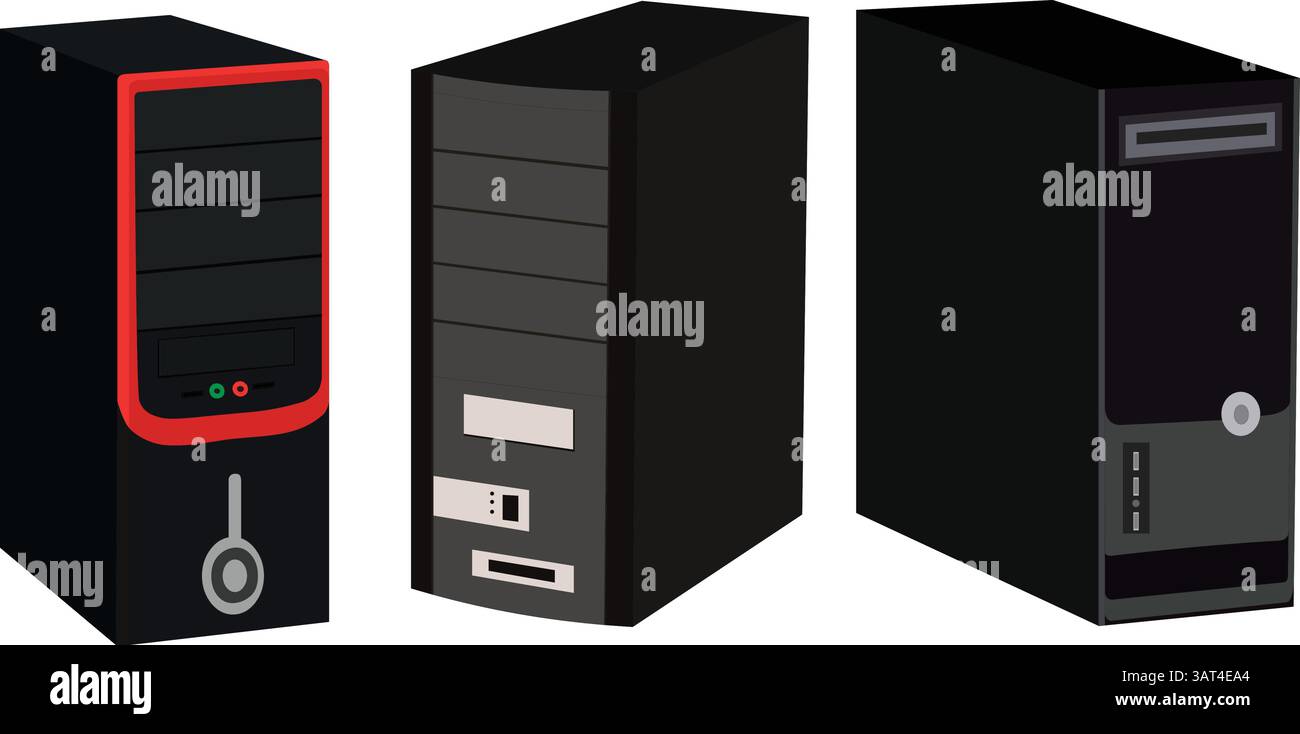 Desktop CPU set vector illustration isolated on white background ...