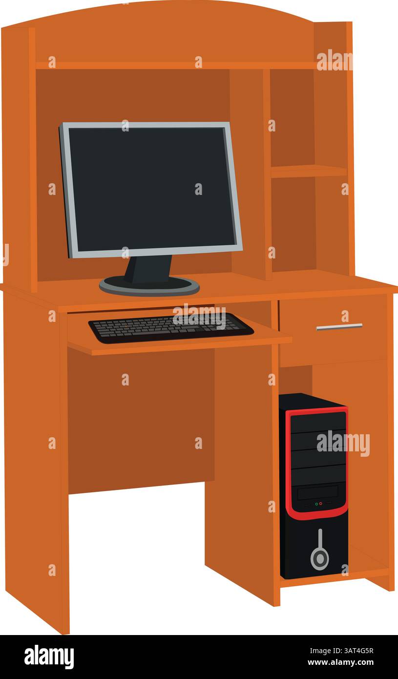 Empty workplace computer desk Stock Vector Images - Alamy