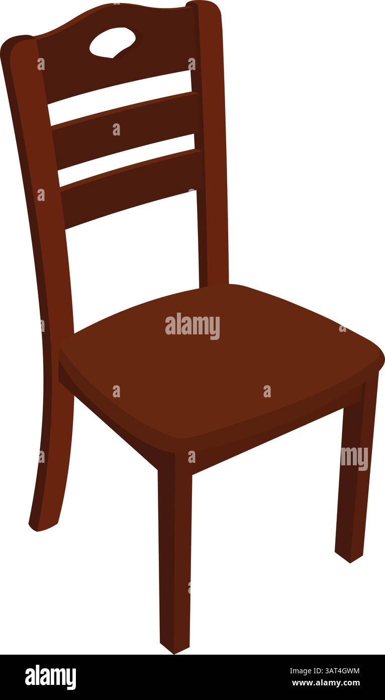 Brown Wooden chair vector illustration isolated on white background ...