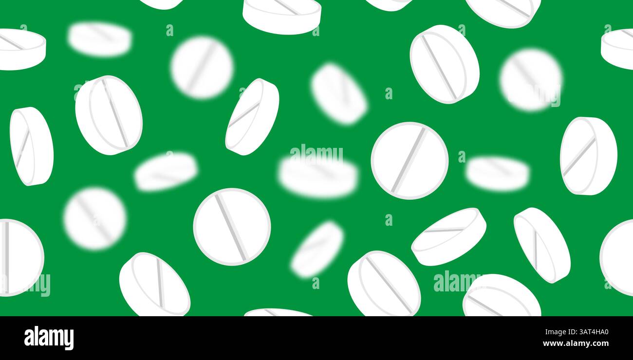 Vector Set of White Pills. Circle White Tablets Seamless Background ...