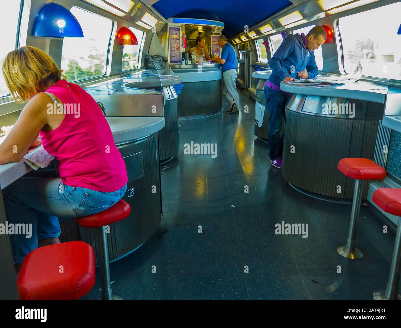 Paris, France, T.G.V. Bullet Train, europe dining car train, inside bar ...