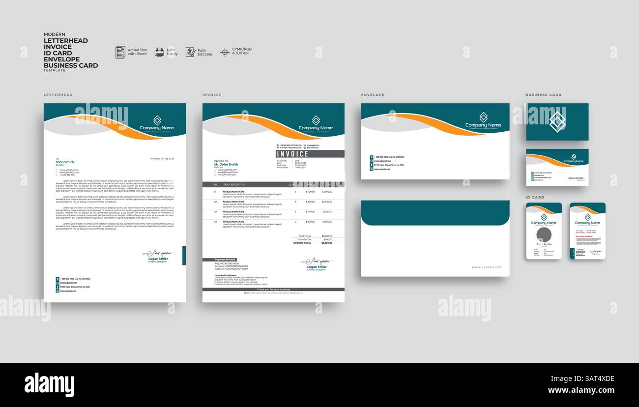 Modern and Minimalist Letterhead Stationary set template Stock Vector ...