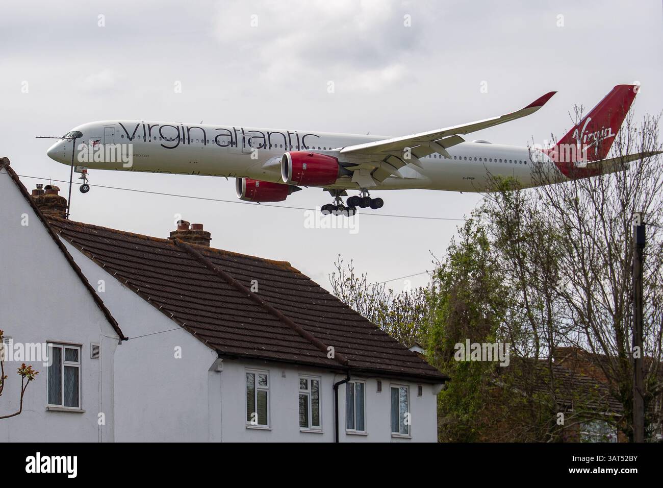 Longford, UK. 18th April, 2025. A Virgin Atlantic Airbus A350 - MSN 298 ...