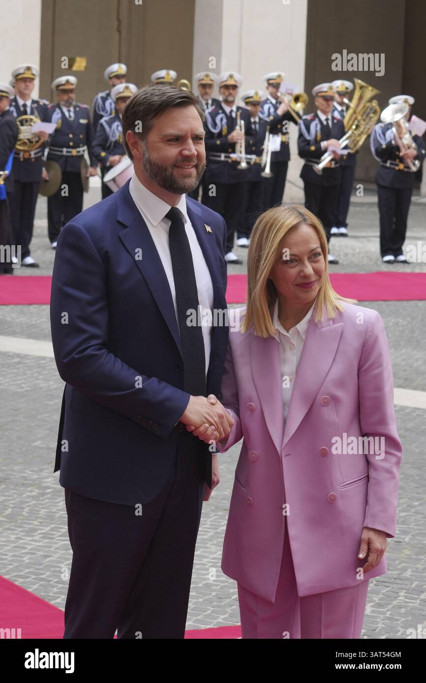 Rome, President Giorgia Meloni receives US Vice President JD Vance at ...