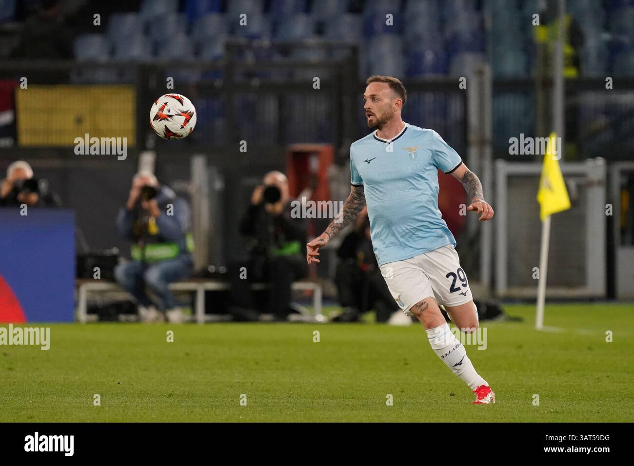 Rome, Italy, Italy. 17th Apr, 2025. Manuel Lazzari during quarter finals of the UEFA Europa ...