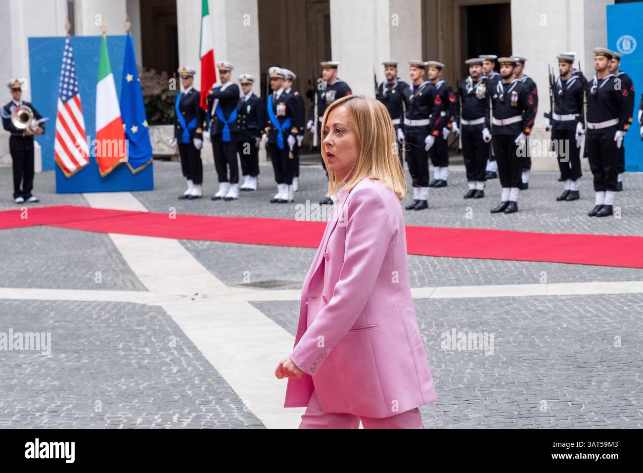 Roma, Italia. 18th Apr, 2025. Il Presidente del Consiglio Giorgia ...