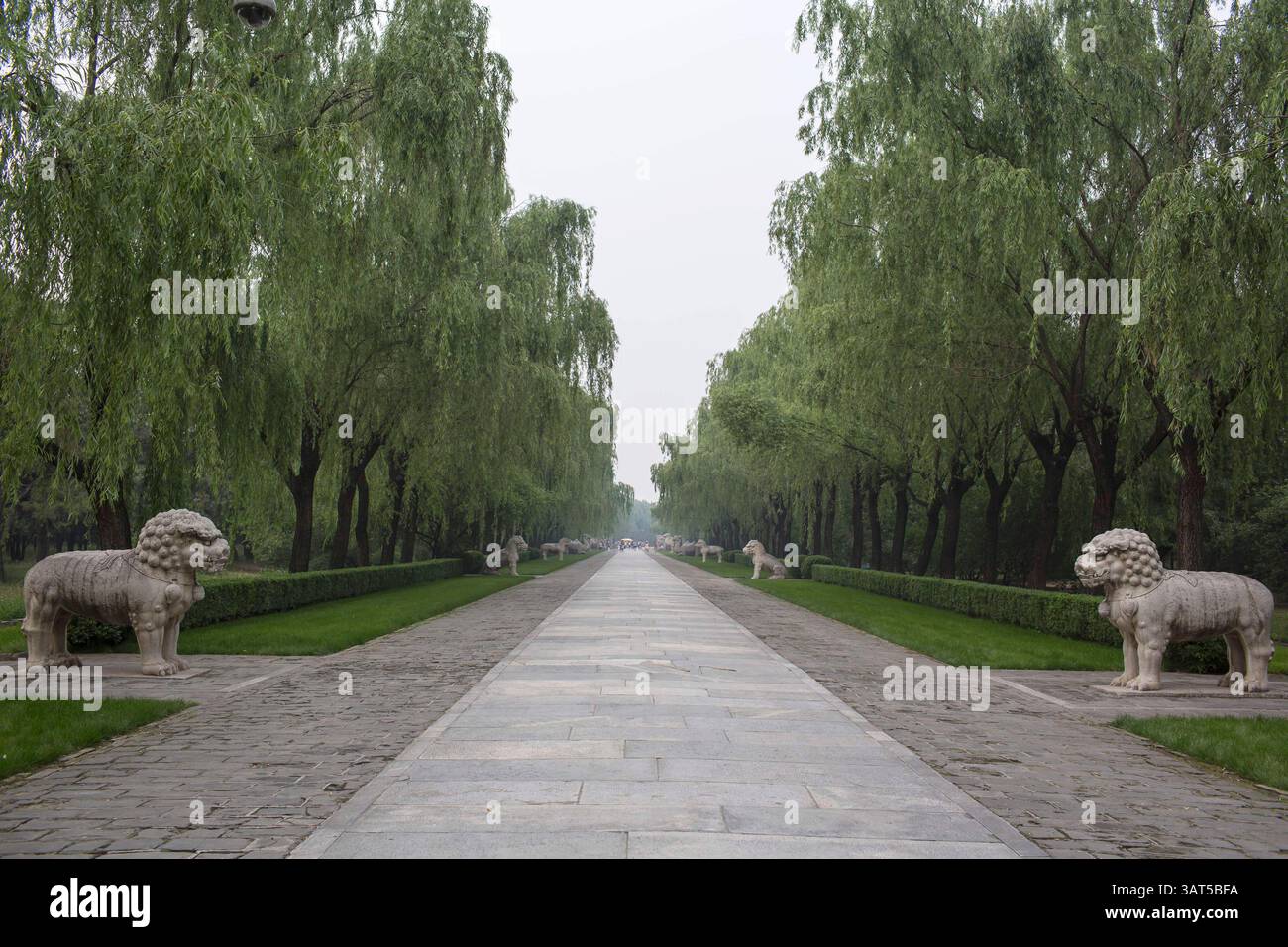 The statues of The Ming Dynasty Tombs are located on a seven kilometer ...