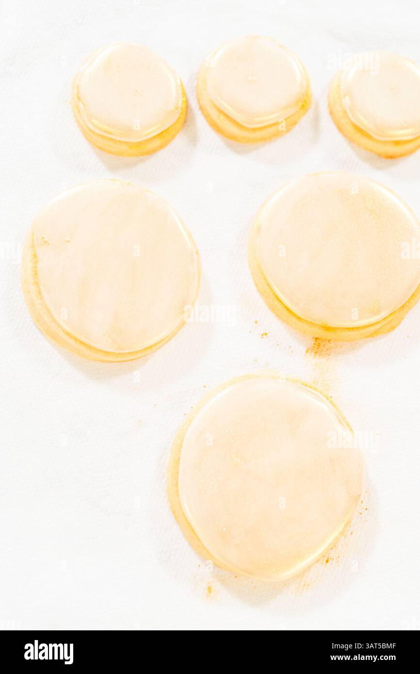Gold-Dusted Sugar Cookies with Royal Icing and Edible Paint Stock Photo ...