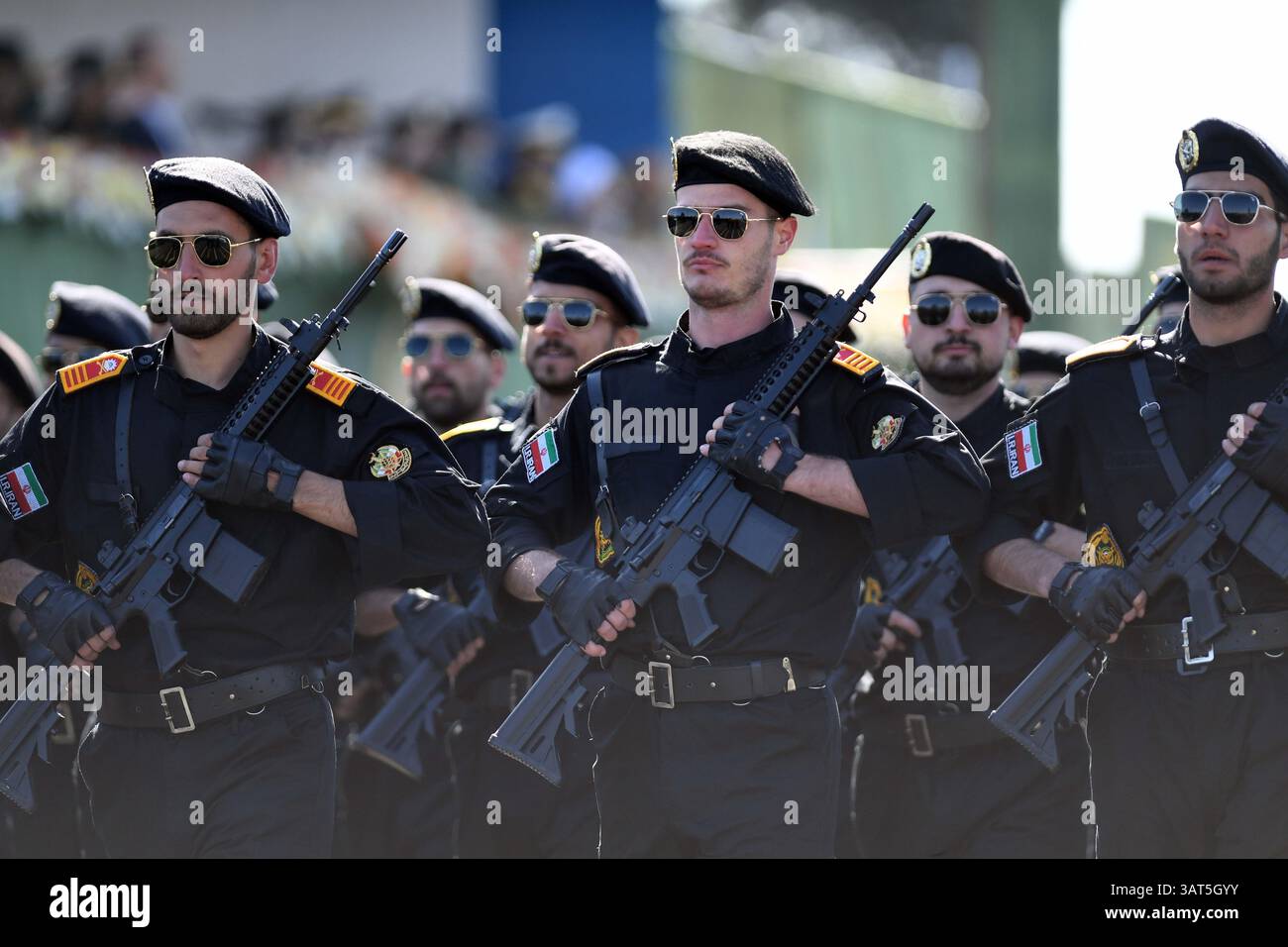 Tehran, Iran. 18th Apr, 2025. Soldiers march during the Army Day parade ...