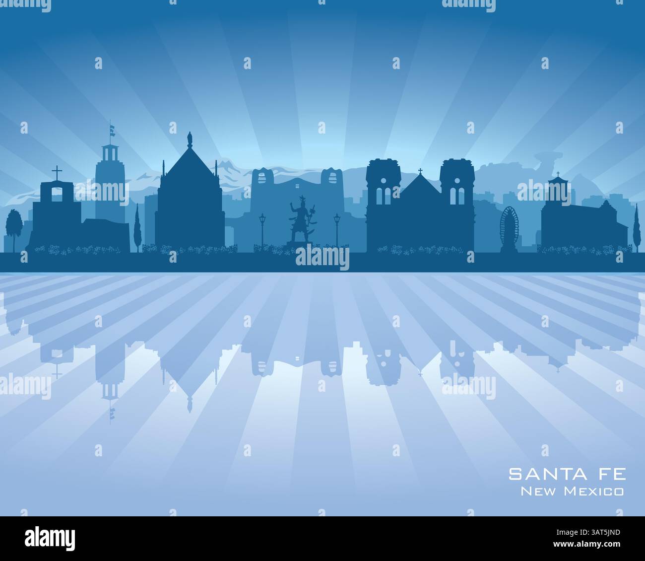 Santa Fe New Mexico city skyline vector silhouette illustration Stock ...