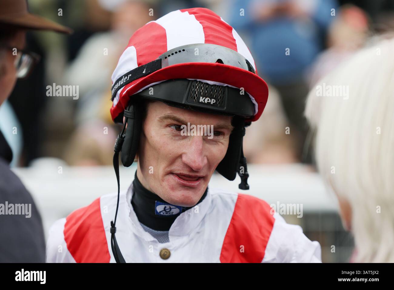 Jockey Daniel Muscutt after winning the BetMGM Burradon Stakes on ...