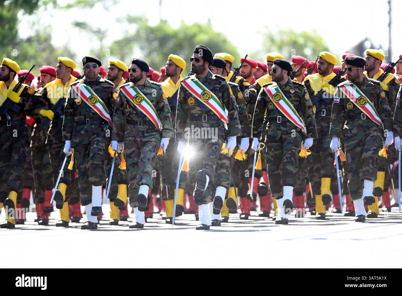 Tehran, Iran. 18th Apr, 2025. Soldiers march during the Army Day parade ...