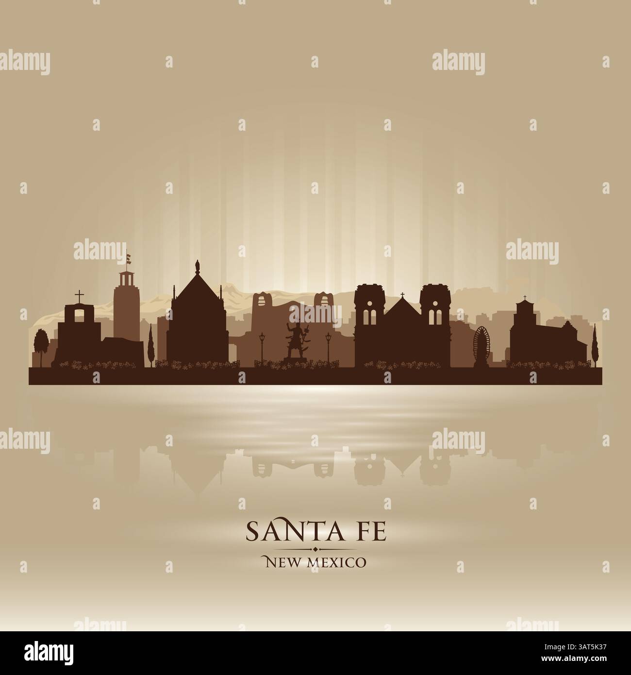 Santa Fe New Mexico city skyline vector silhouette illustration Stock ...