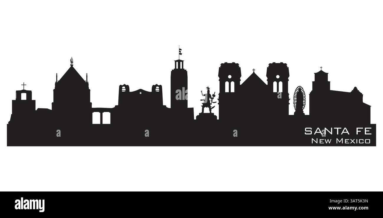 Santa Fe New Mexico city skyline Detailed vector silhouette Stock ...