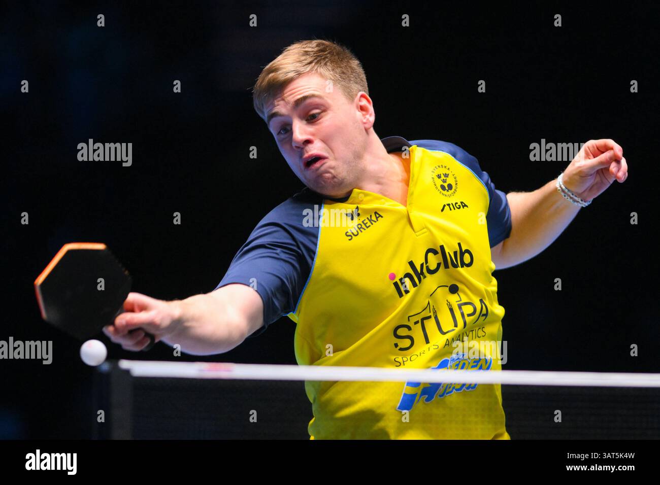 Macao, China. 18th Apr, 2025. Truls Moregard hits a return during the ...