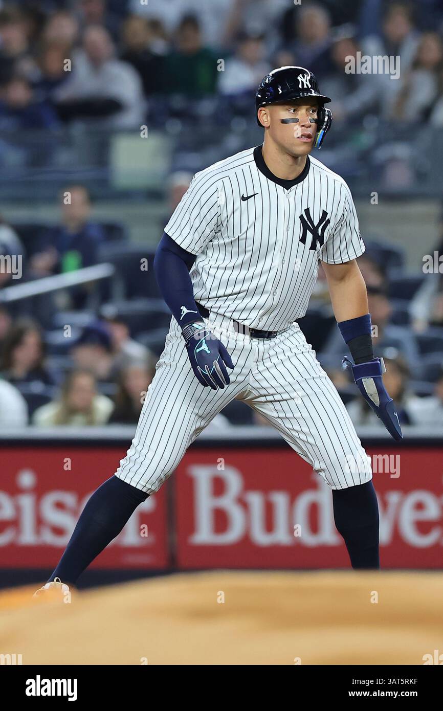 BRONX, NY - APRIL 14: Aaron Judge #99 of the New York Yankees leads off ...