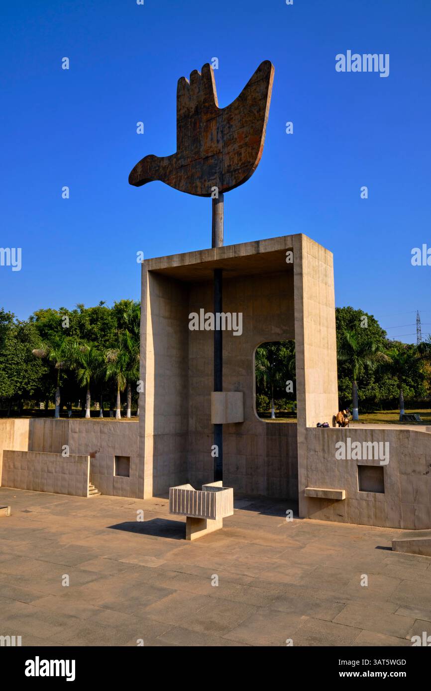 India, Punjab and Haryana, Chandigarh, the Open Hand by Le Corbusier ...