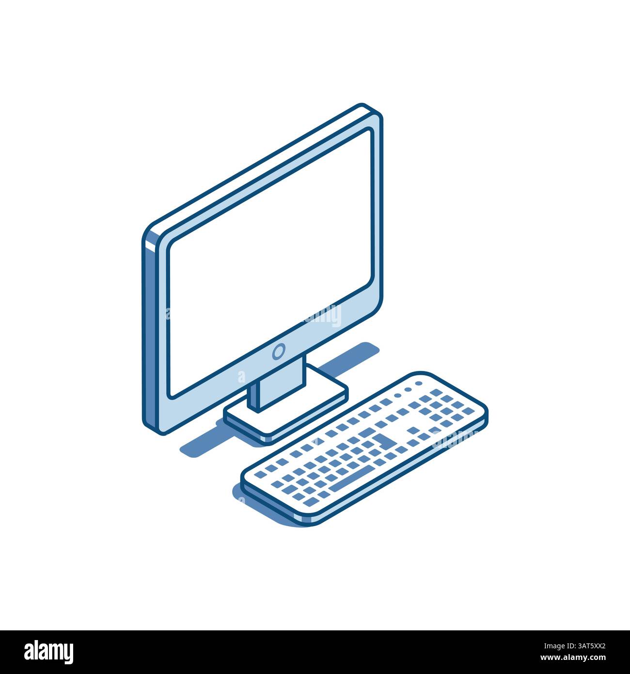 isometric vector linear computer icon, in color on white background ...
