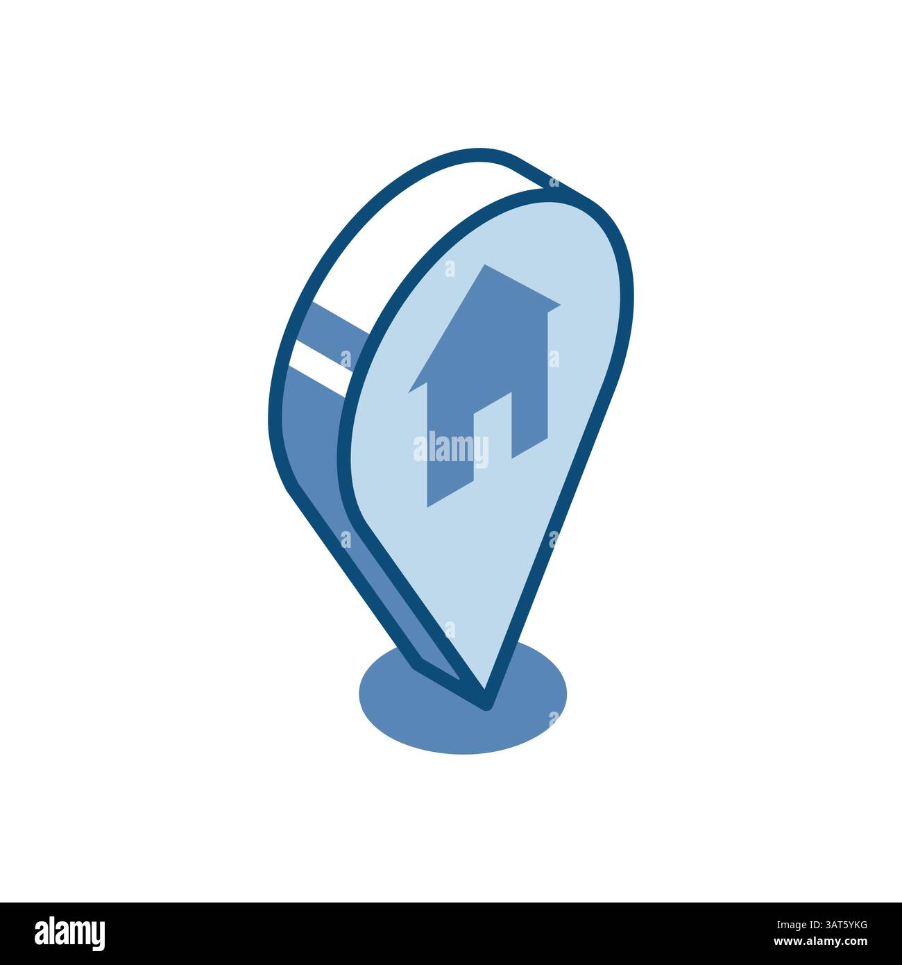 Isometric vector location linear icon with house, in color on white background, house location ...