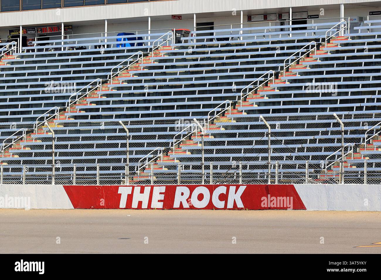 ROCKINGHAM, NC - APRIL 18: Track logo on the track wall before practice ...