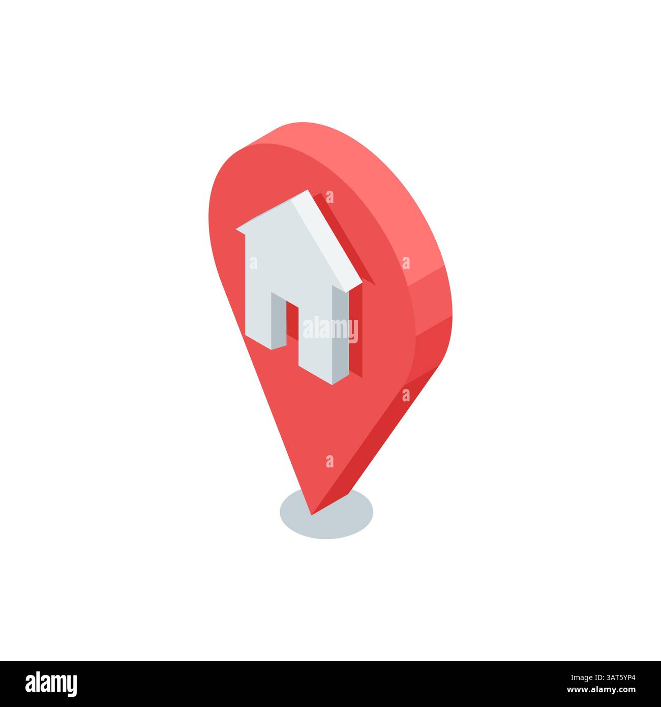 Isometric vector location icon with house, in color on white background ...