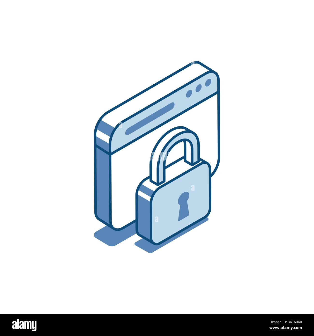 isometric vector lock and program window linear icon, in color on white ...