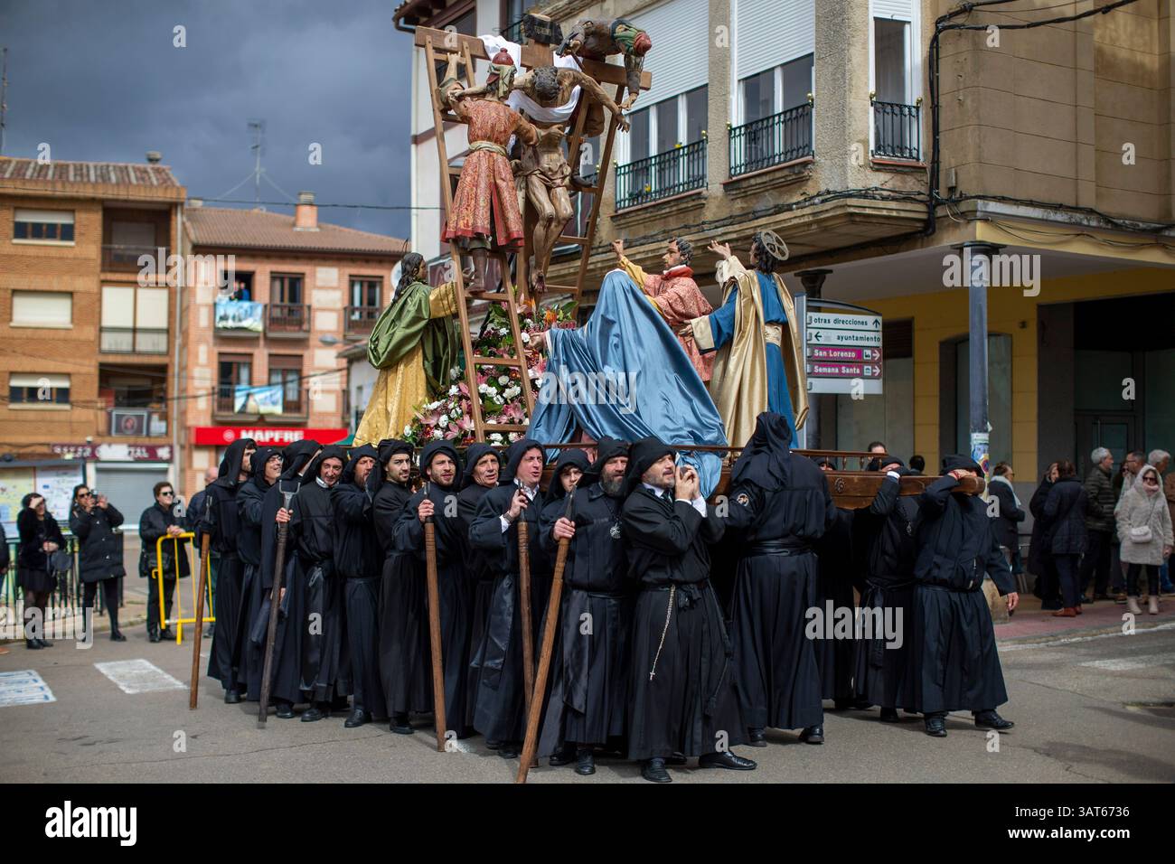 April 18, 2025, Sahagun, Leon, Spain: Penitents and brothers of Our ...