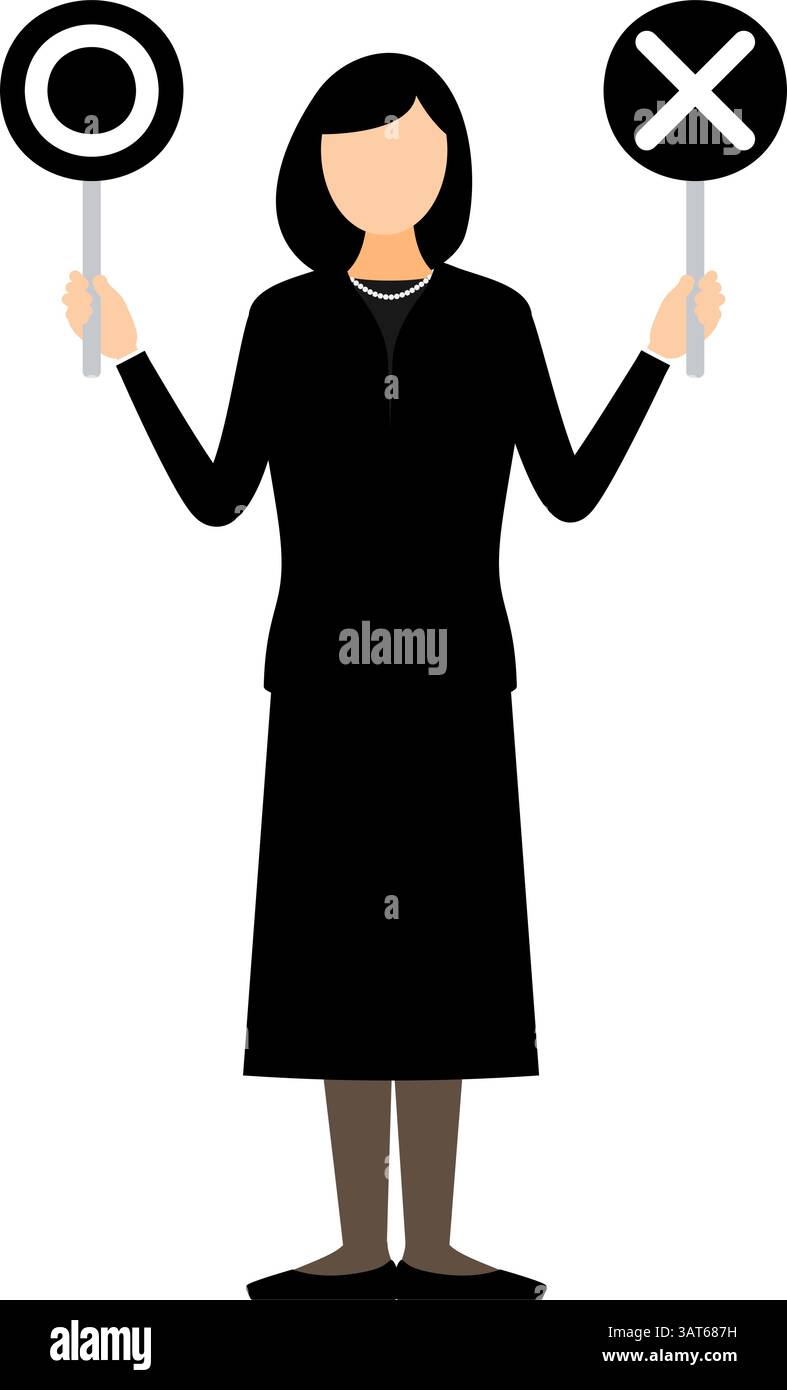 Simple illustration of a woman in mourning holding a maru-batu stick ...