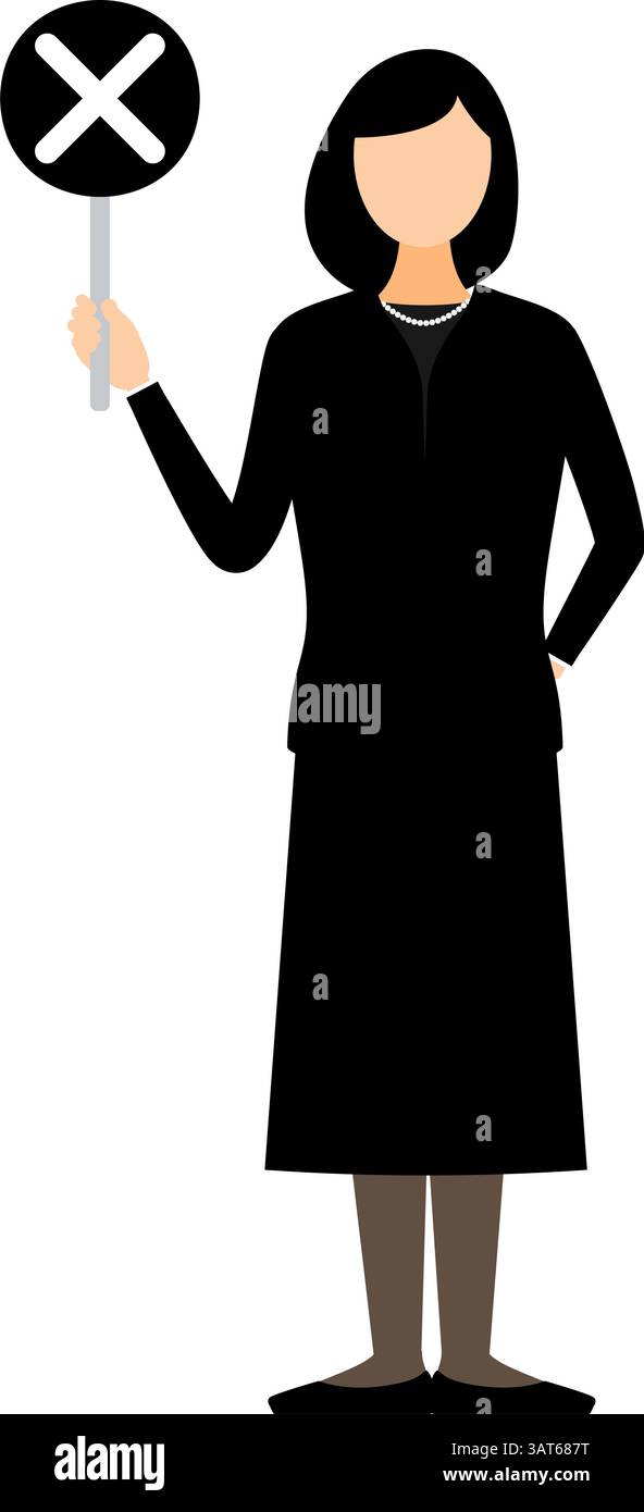 Simple illustration of a woman in mourning holding a maru-batu stick ...