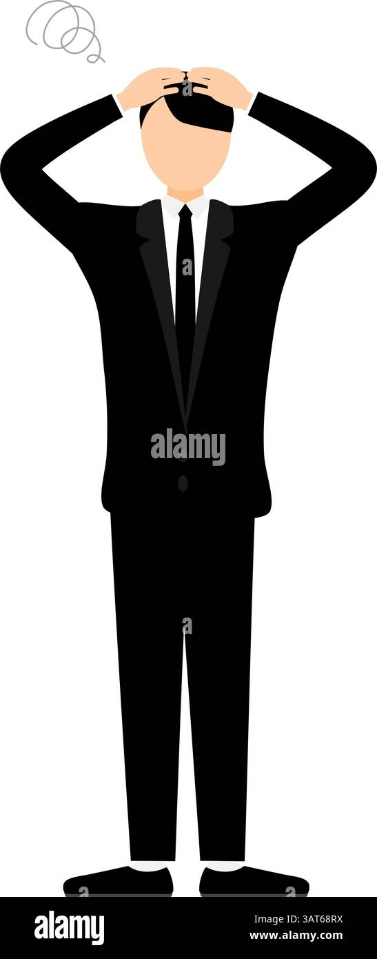 Simple illustration of a man in mourning worry with one's head in the ...