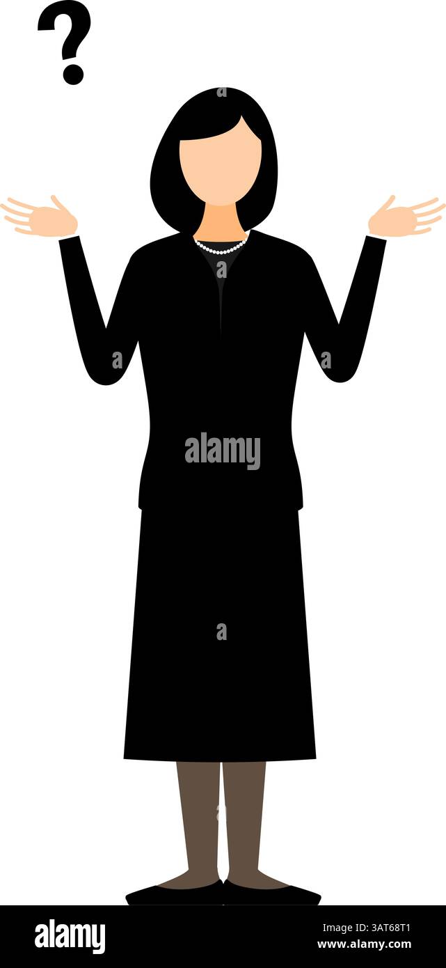 Simple illustration of a woman in mourning questioning, Vector ...
