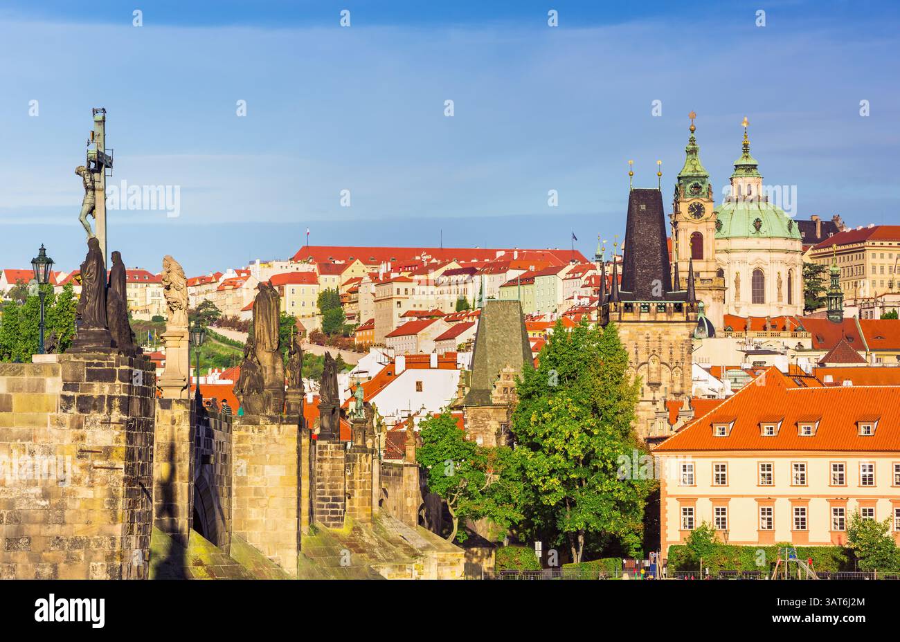 in front, prague, tower, bridge, history, center, stare, old, city ...