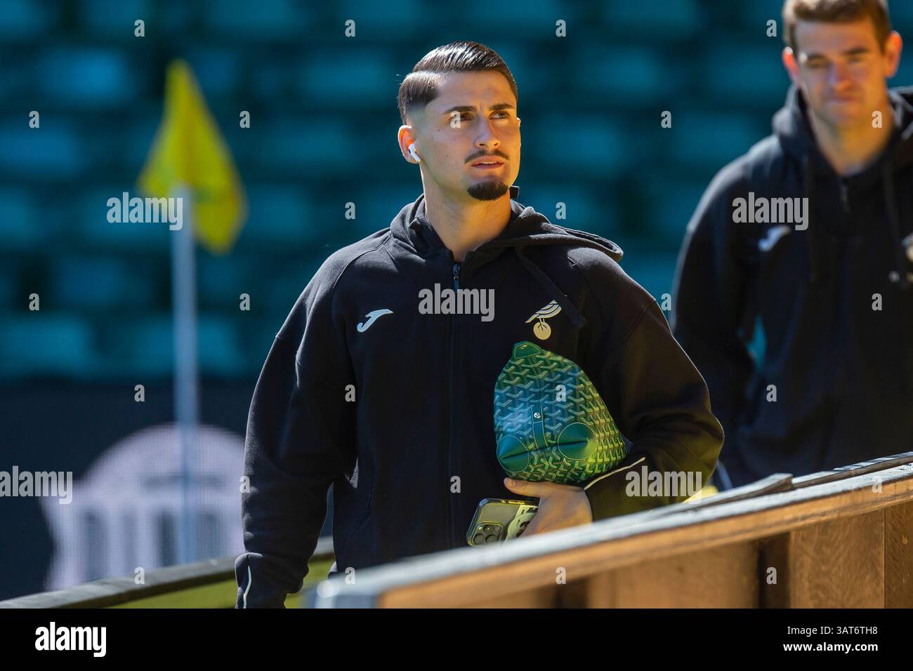 Borja Sainz of Norwich City arrives before the Sky Bet Championship ...
