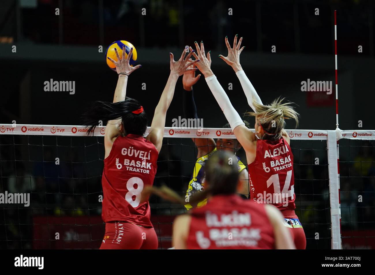 ISTANBUL, TURKIYE - APRIL 12, 2025: Yasemin Guveli and Alexia Carutasu ...