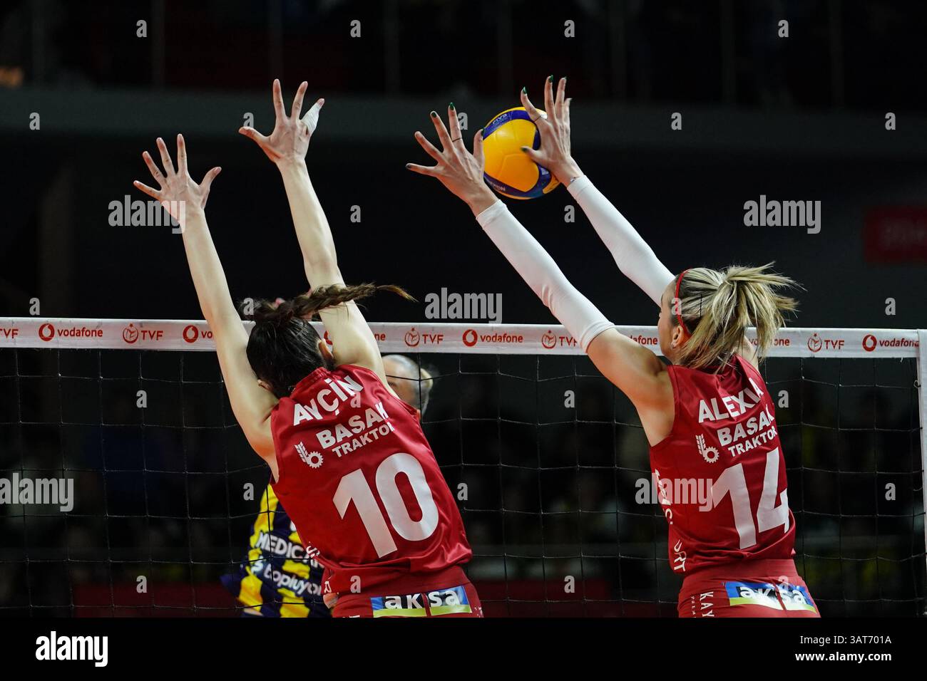 ISTANBUL, TURKIYE - APRIL 12, 2025: Aycin Akyol and Alexia Carutasu in ...