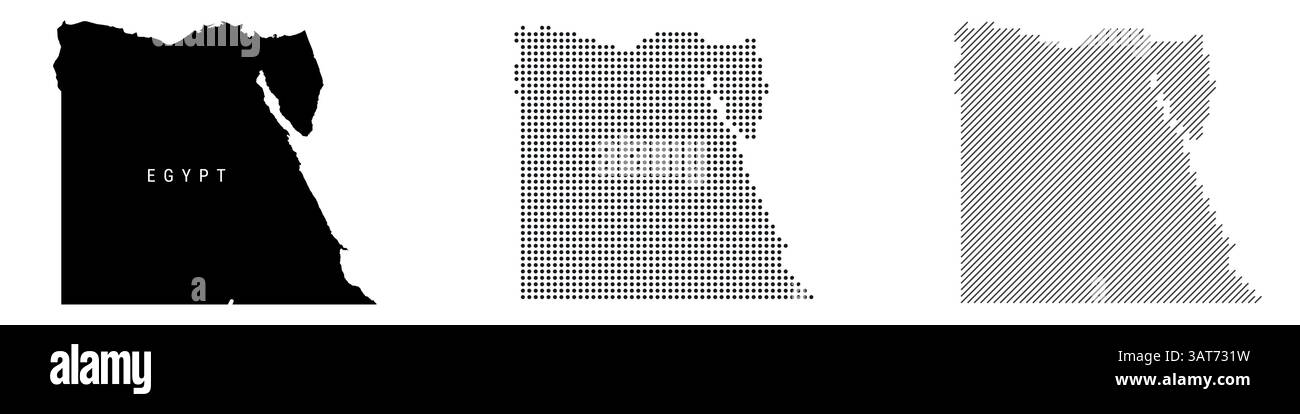 Egypt detailed silhouette map, dotted pattern and slanted parallel ...