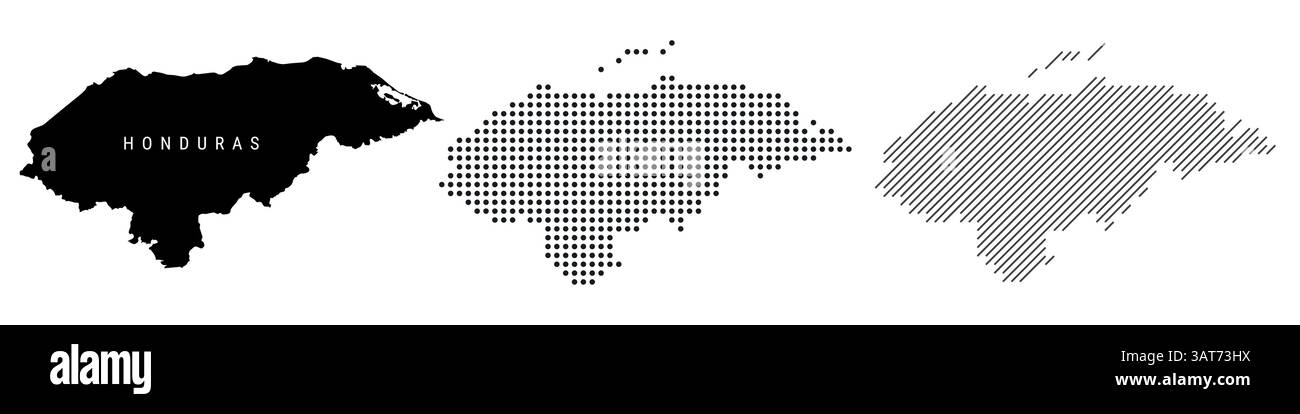 Honduras detailed silhouette map, dotted pattern and slanted parallel ...