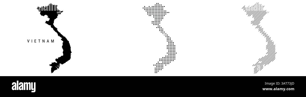 Vietnam detailed silhouette map, dotted pattern and slanted parallel ...