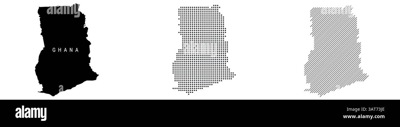 Ghana detailed silhouette map, dotted pattern and slanted parallel ...