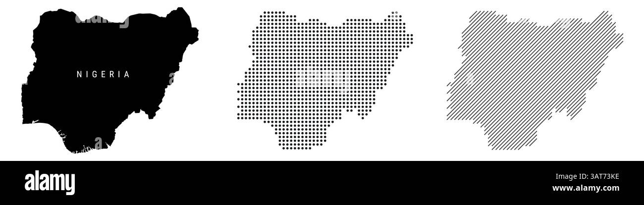 Nigeria detailed silhouette map, dotted pattern and slanted parallel ...