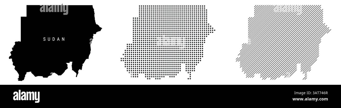 Sudan detailed silhouette map, dotted pattern and slanted parallel ...