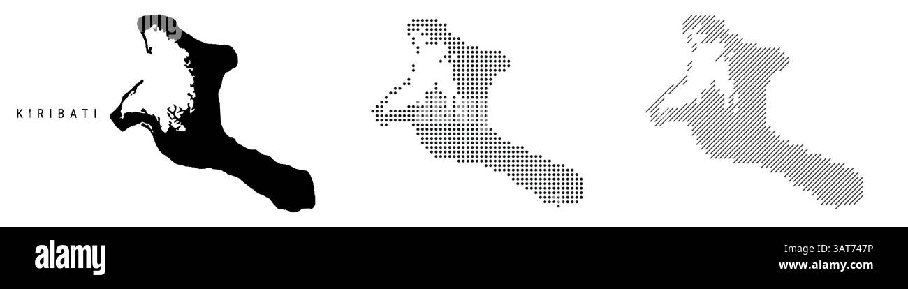 Kiribati detailed silhouette map, dotted pattern and slanted parallel ...