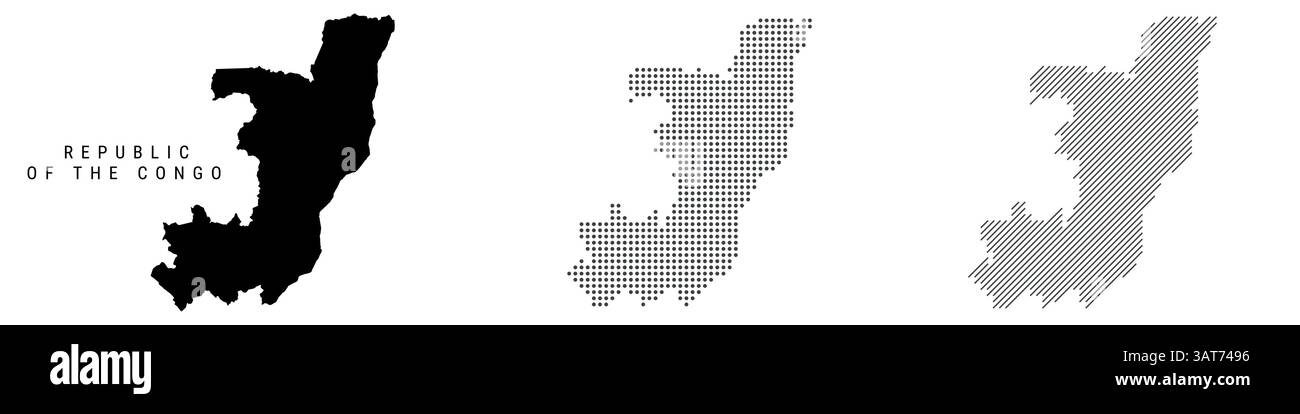 Republic of the Congo detailed silhouette map, dotted pattern and ...
