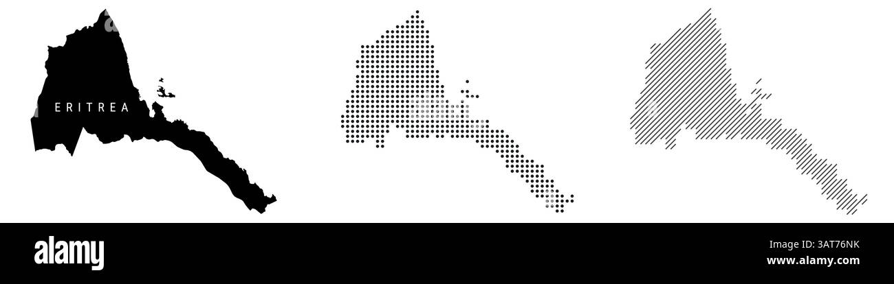 Eritrea detailed silhouette map, dotted pattern and slanted parallel lines pattern. Eritrean ...