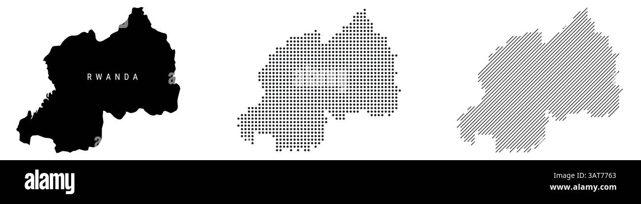 Rwanda detailed silhouette map, dotted pattern and slanted parallel ...
