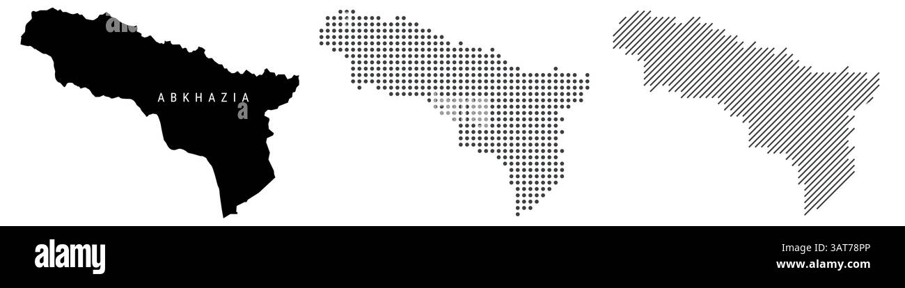 Abkhazia Detailed Silhouette Map Dotted Pattern And Slanted Parallel Lines Pattern Abkhazian