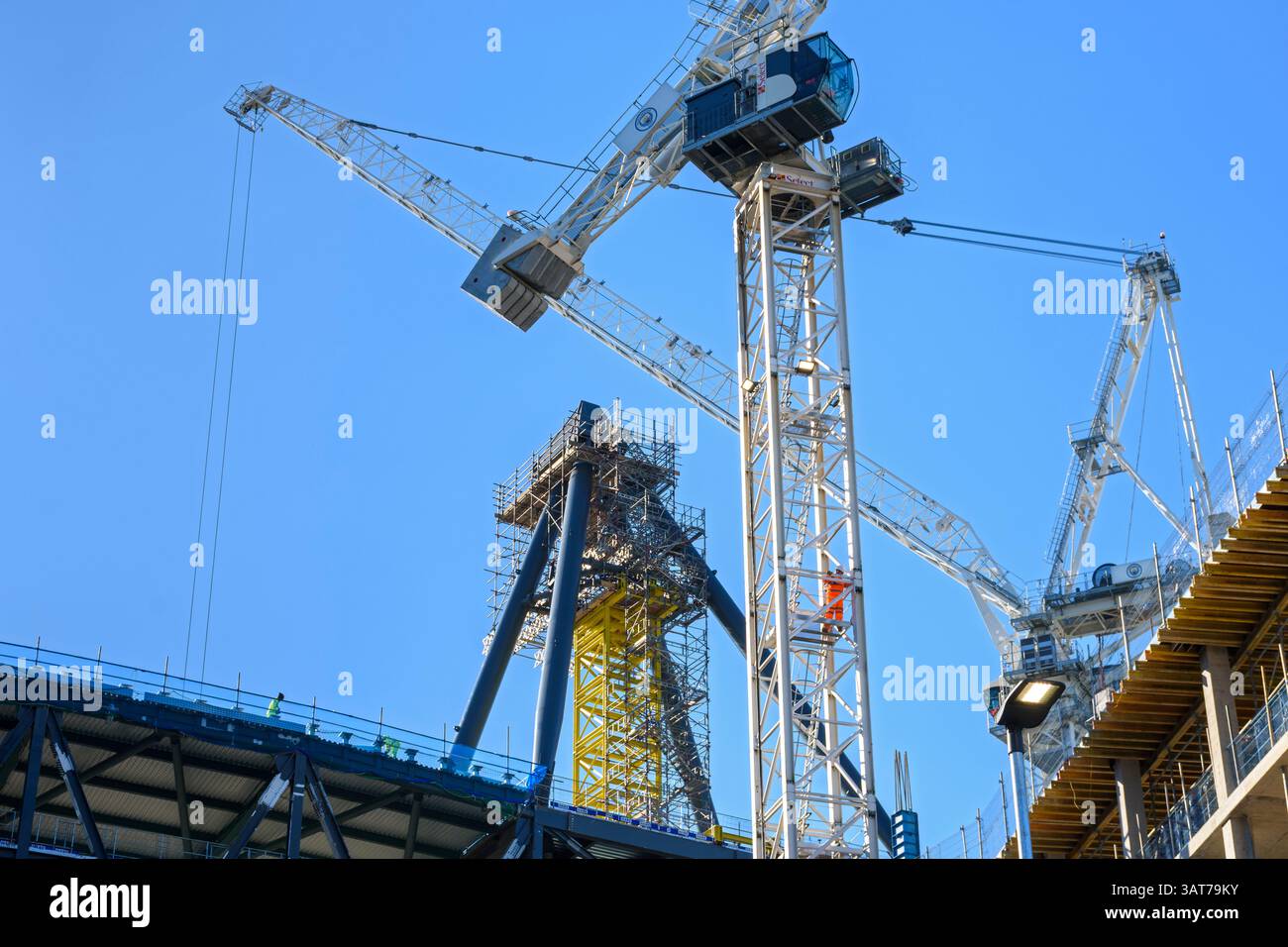 Etihad stadium North Stand expansion. One of the support towers for the ...