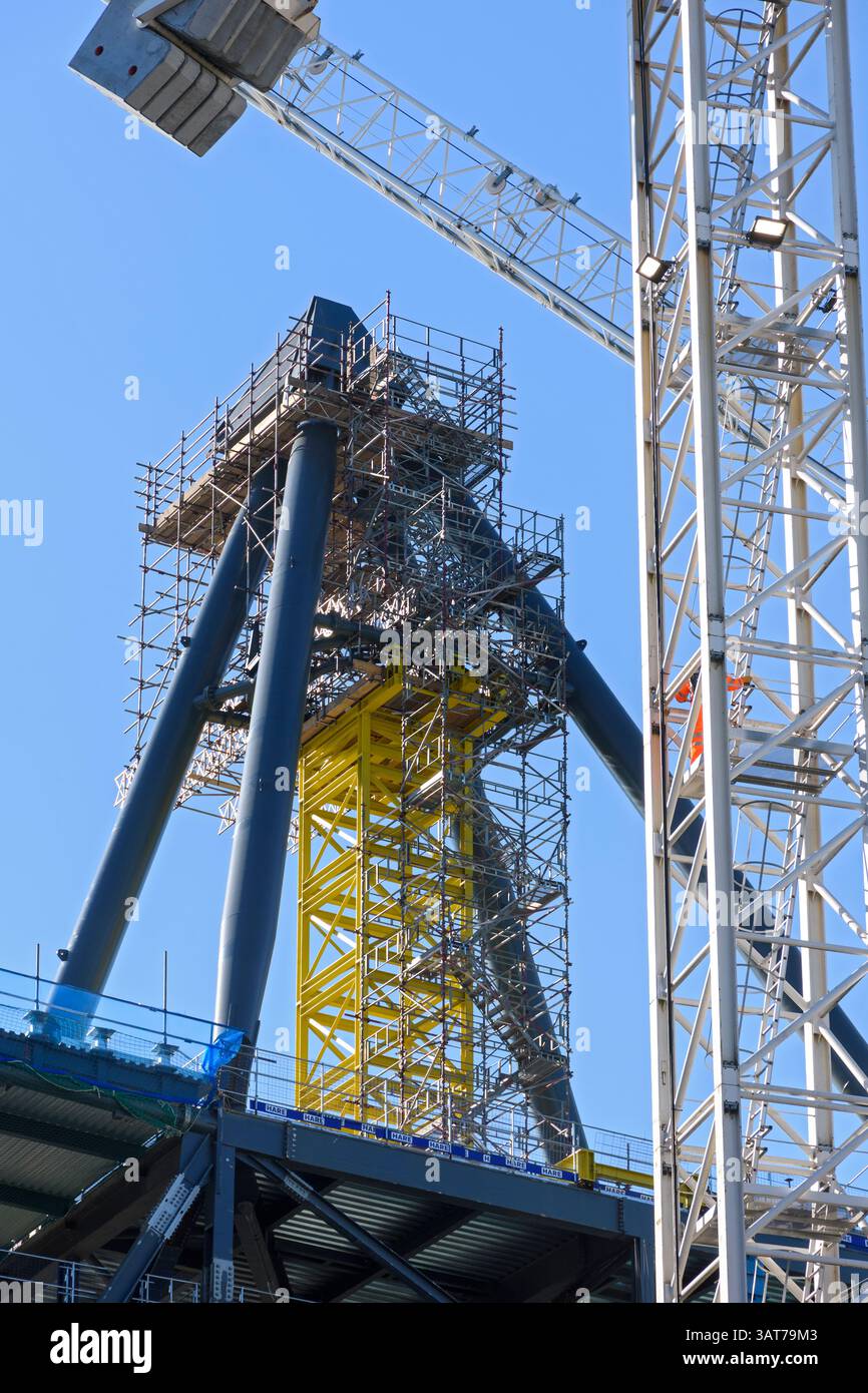 Etihad stadium North Stand expansion. One of the support towers for the ...