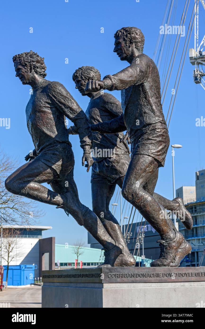 Statue of Manchester City trio Colin Bell, Francis Lee, and Mike ...