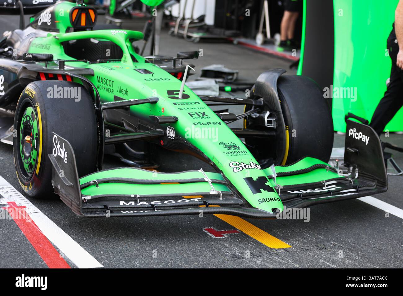 Stake F1 Team Kick C45, mechanical detail front wing during the Formula ...